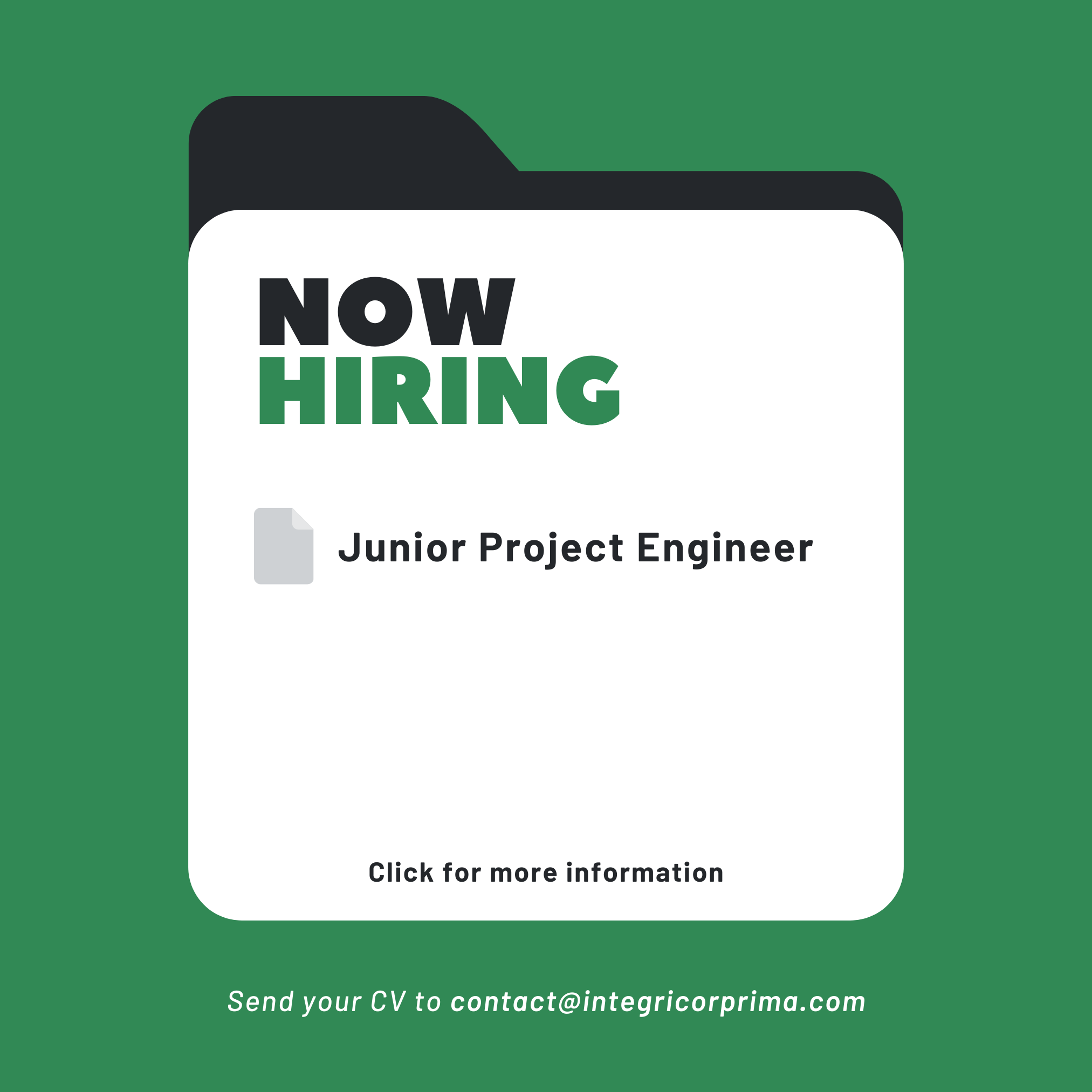 Junior Project Engineer Position Available! – Integricor Prima Nusantara